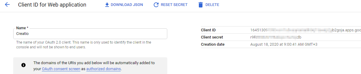 Register Creatio application in Google Workspace | Creatio Academy