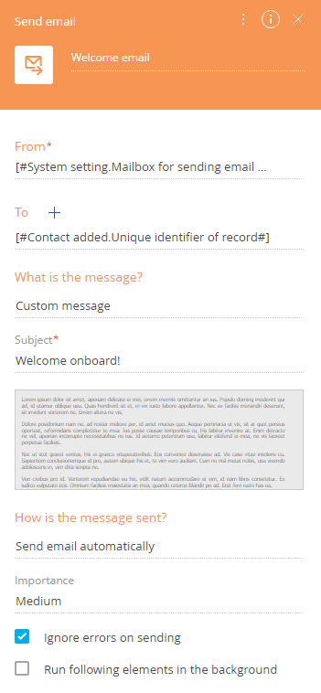 Send emails via business processes | Creatio Academy