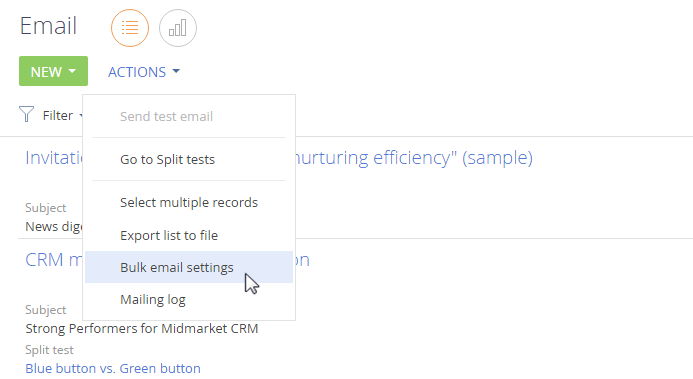 Bulk emails | Creatio Academy