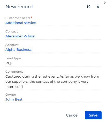 Create a lead | Creatio Academy