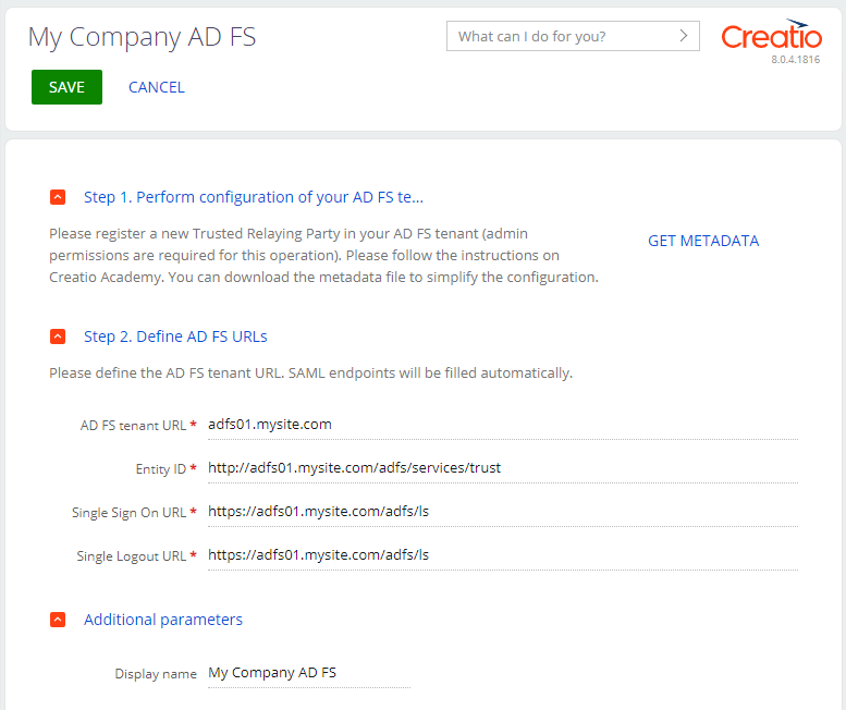 Single Sign-On via AD FS | Creatio Academy